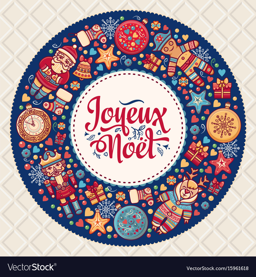 French merry christmas joyeux noel card Royalty Free Vector