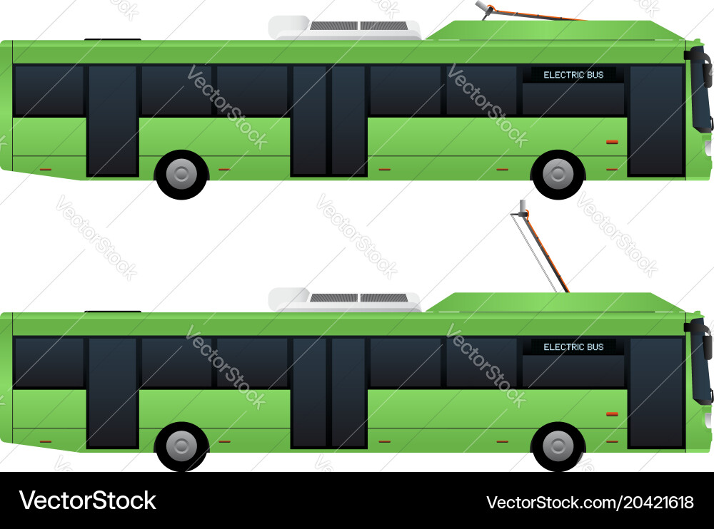 Green electric bus with pantograph Royalty Free Vector Image