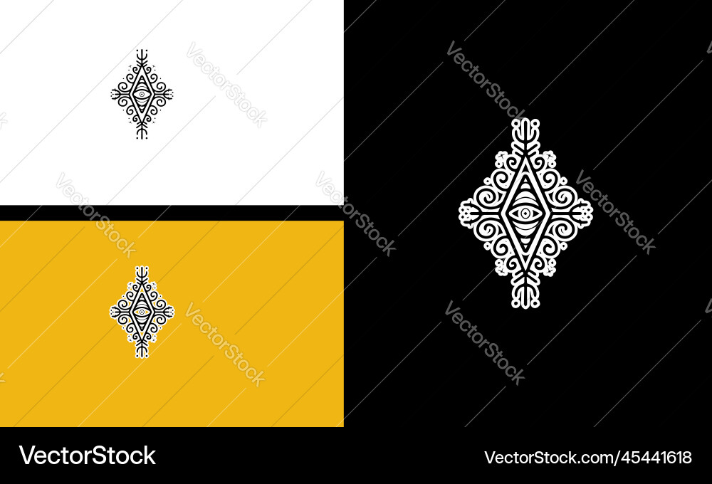 One eye tribal outline design Royalty Free Vector Image