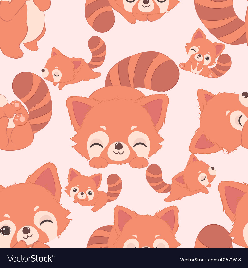 Red panda seamless pattern Royalty Free Vector Image