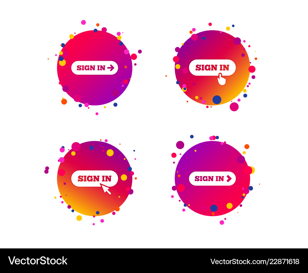 Sign in icons login with arrow hand pointer Vector Image