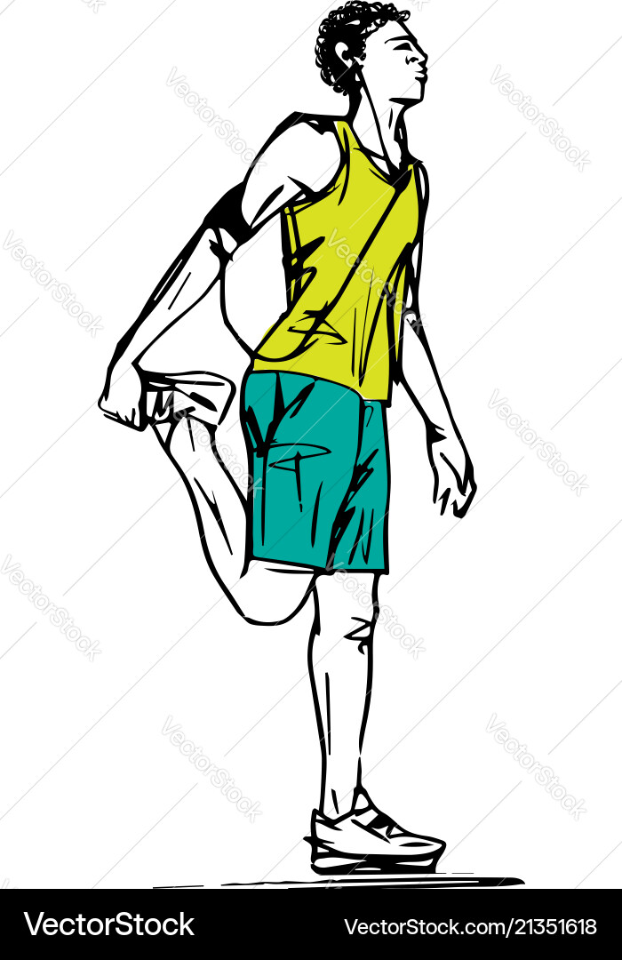 Sketch of runners stretching Royalty Free Vector Image