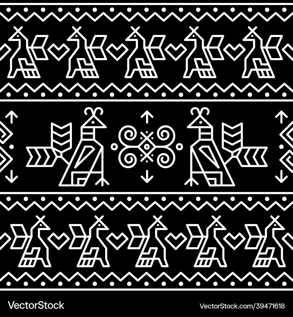 Slovak tribal folk art seamless pattern Royalty Free Vector