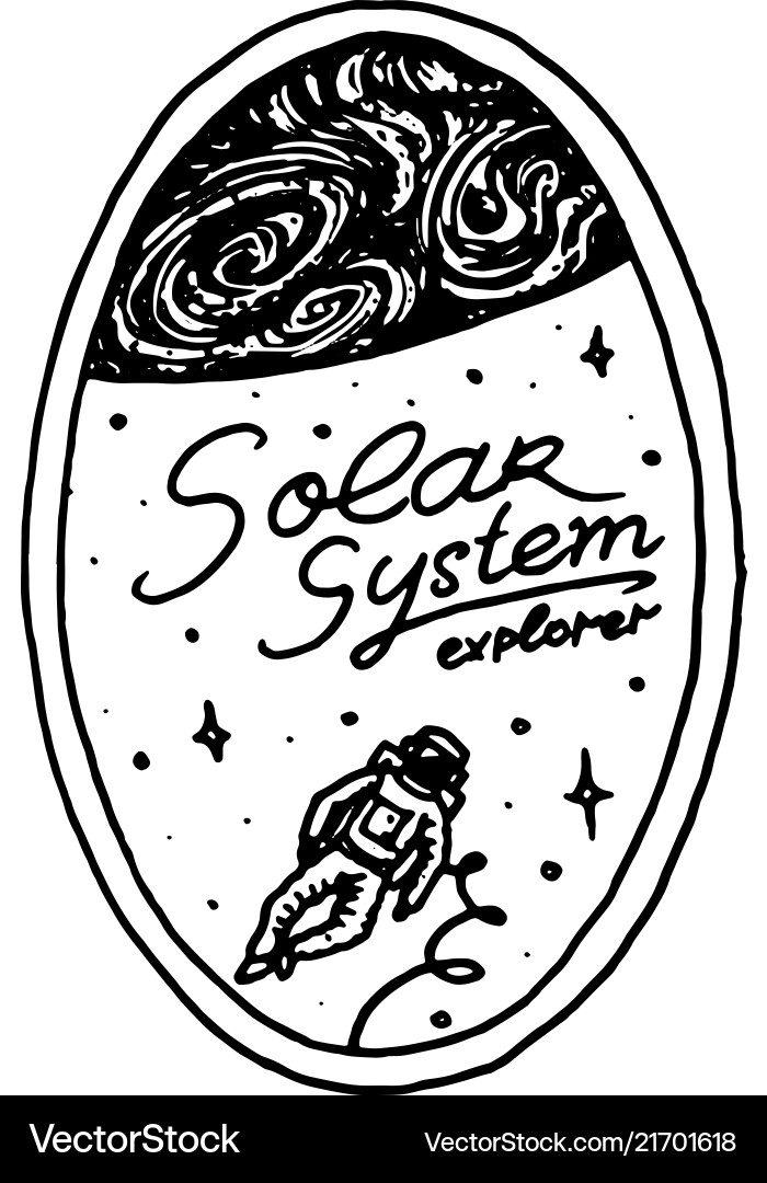 Vintage space logo with astronaut exploration Vector Image