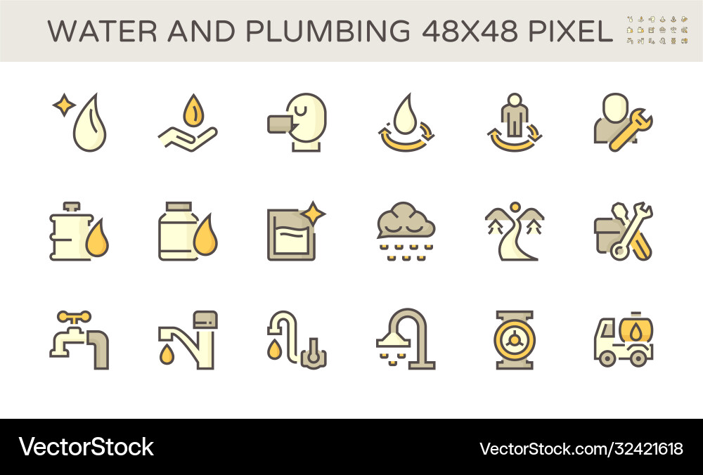 Water drinking and plumbing icon set design Vector Image