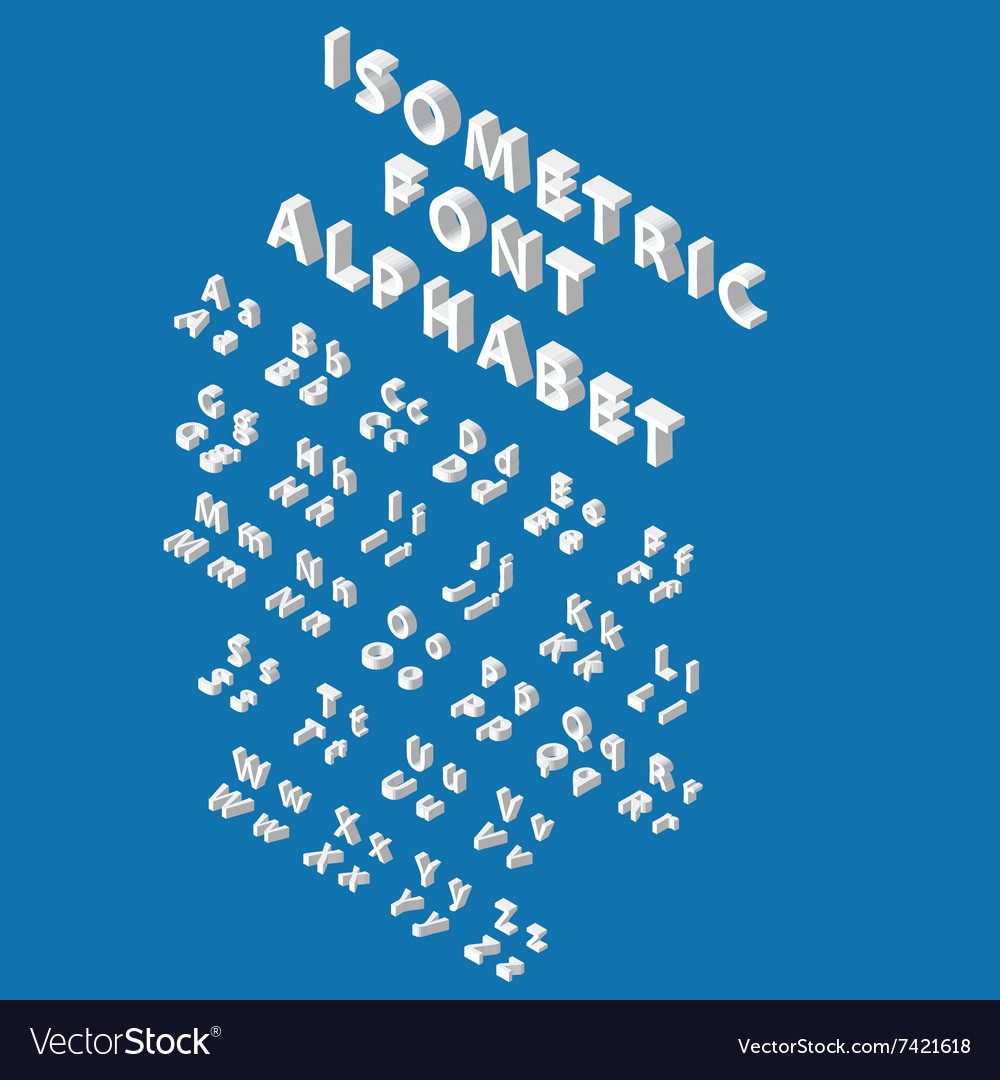 White isometric font alphabet Royalty Free Vector Image White isometric font alphabet Royalty Free Vector Image
