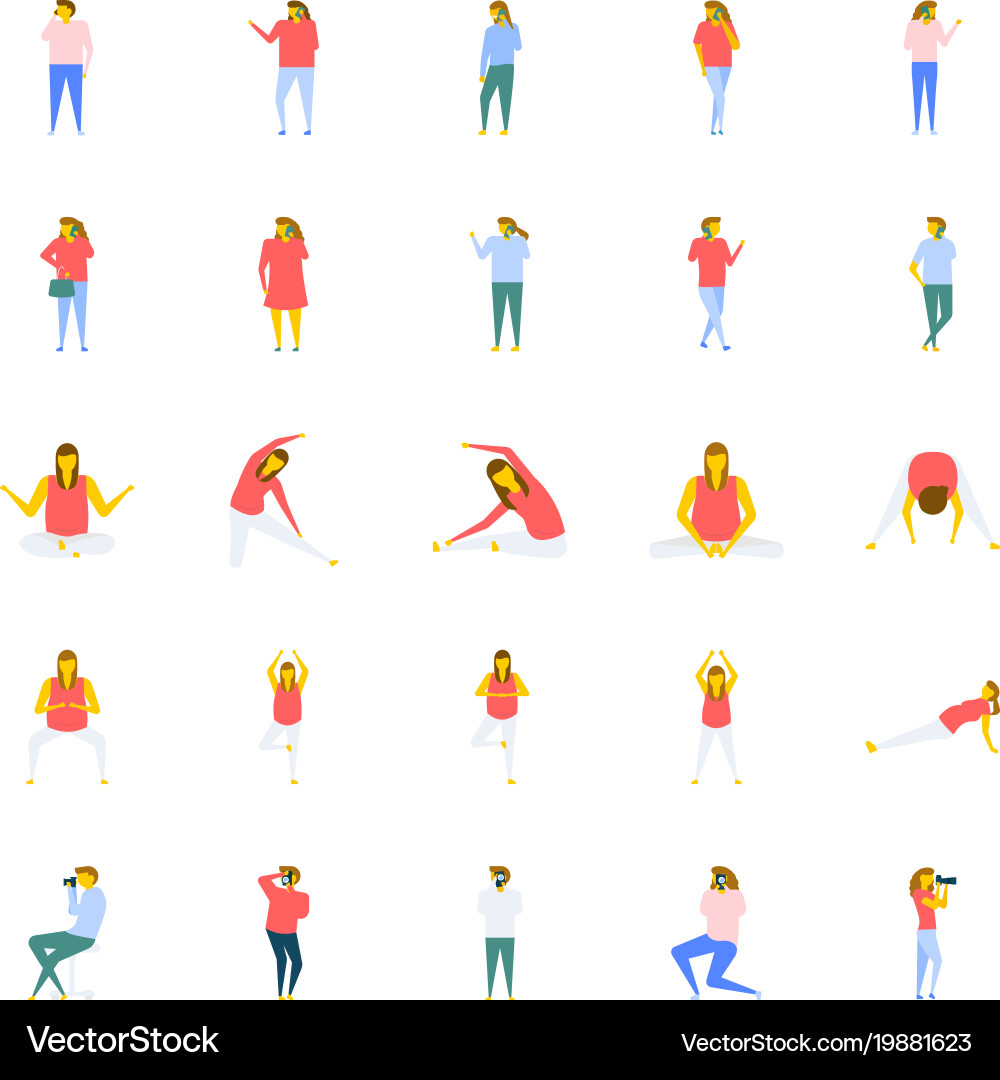 A icons pack people in flat design Royalty Free Vector Image