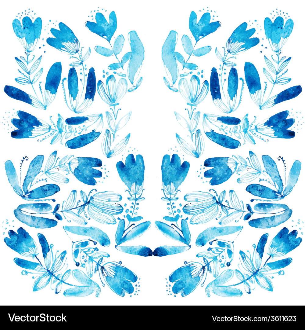 Blue watercolor flowers edging Royalty Free Vector Image