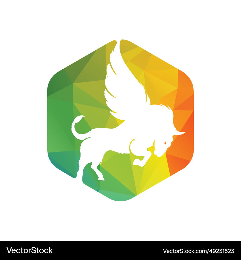 Bull and wings logo creative design flying Vector Image