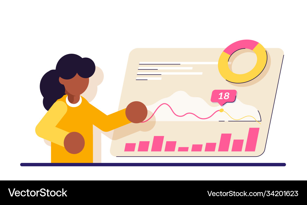 Business process management woman with a virtual Vector Image