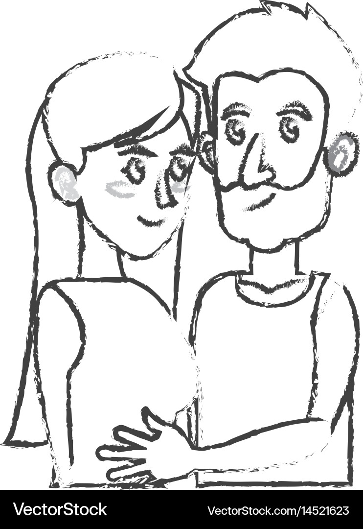 Embracing couple relationship together sketch Vector Image