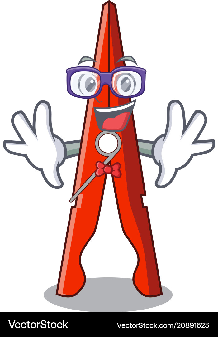 Geek clothes peg character cartoon Royalty Free Vector Image
