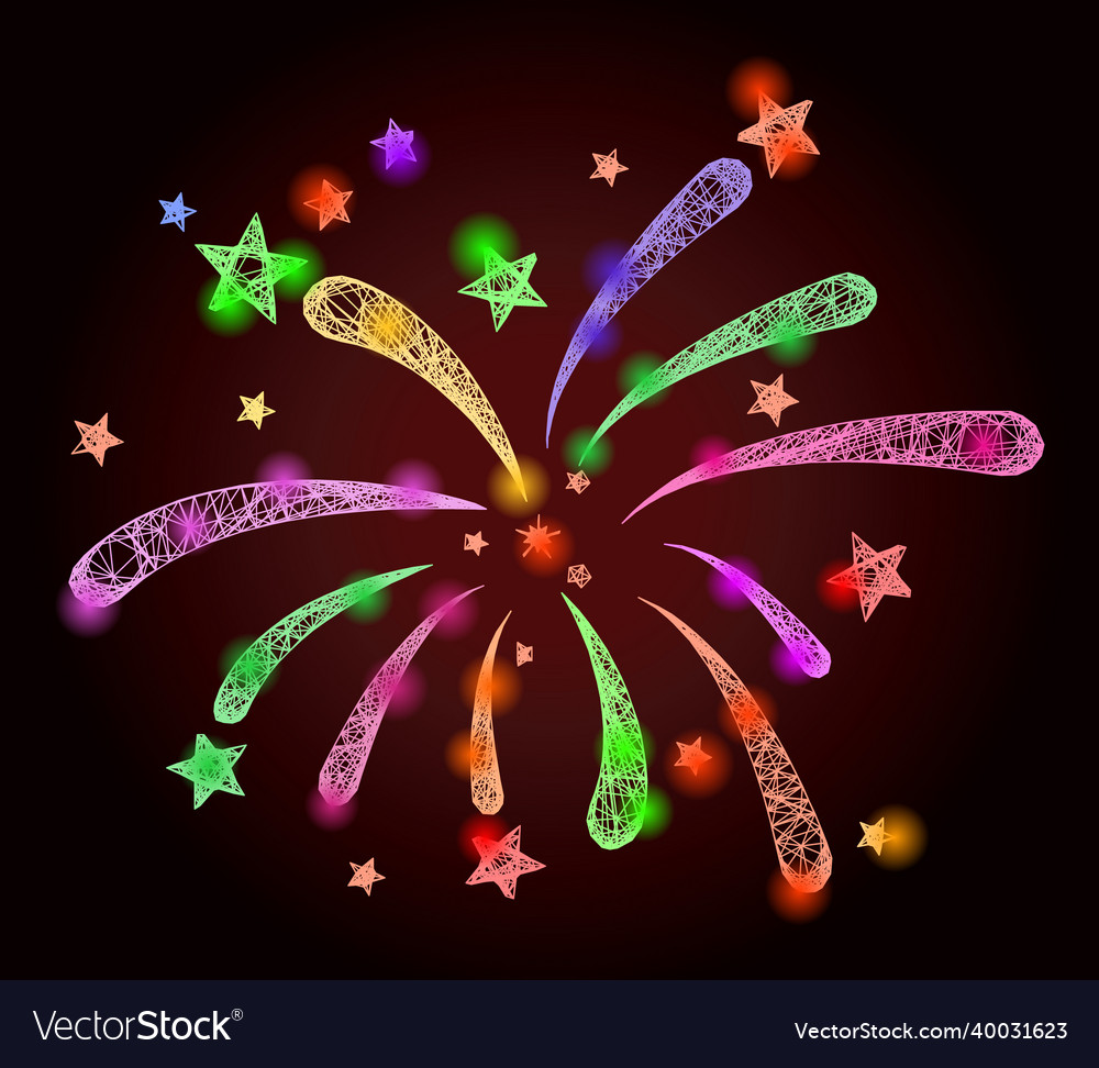 Glossy hatched mesh fireworks with glare spots Vector Image Glossy hatched mesh fireworks with glare spots Vector Image