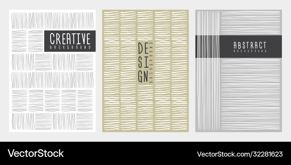 Hand drawn striped lines cover design template Vector Image
