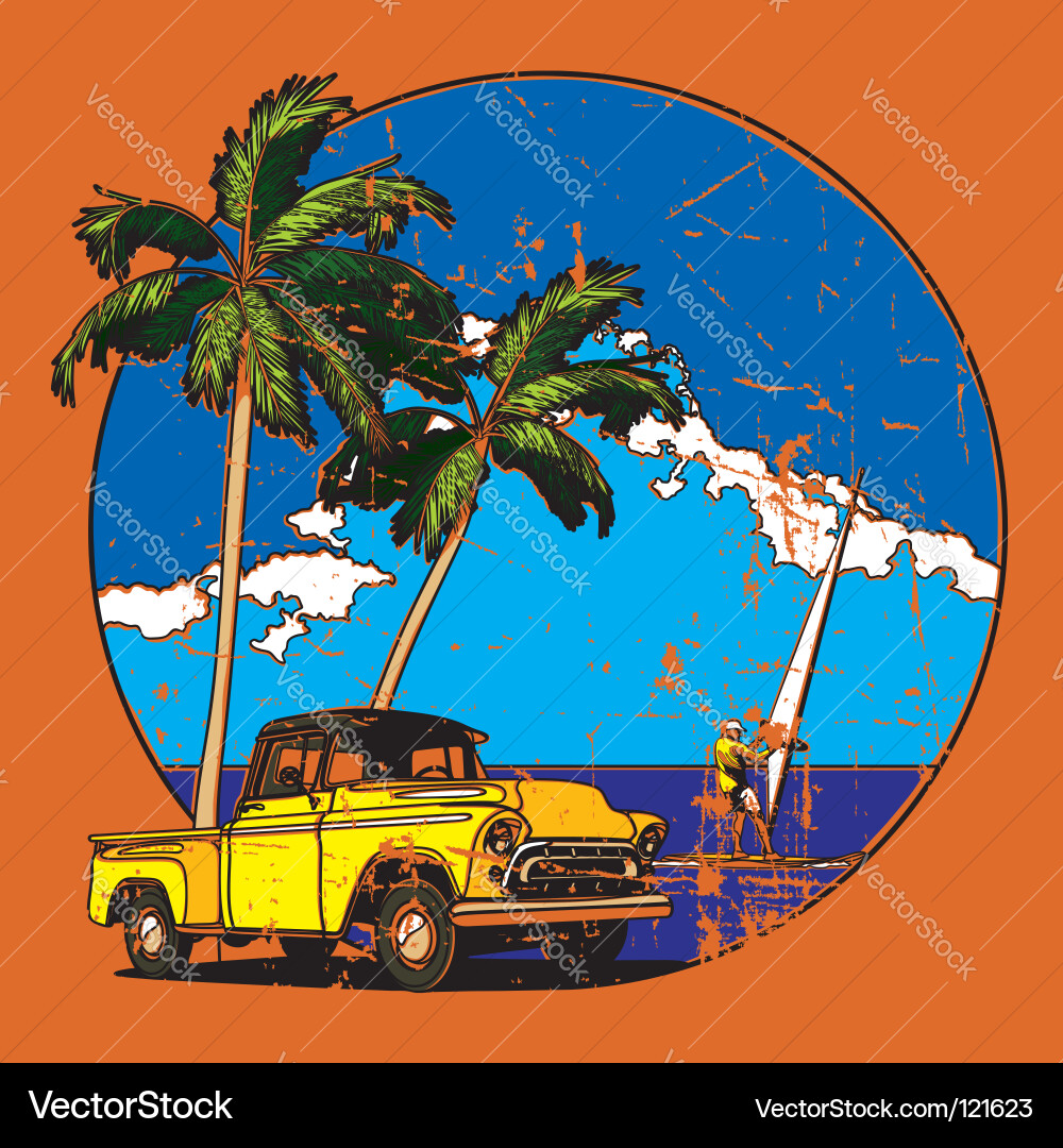 Hawaiian grunge scene Royalty Free Vector Image