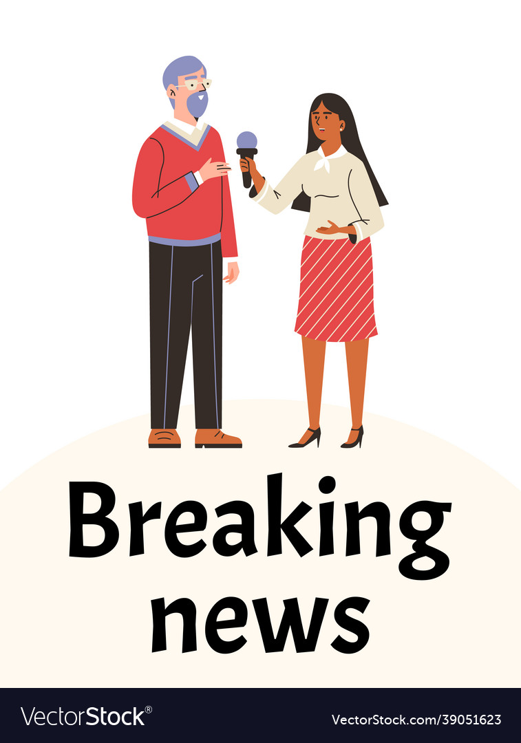 Poster with young female media journalist Vector Image