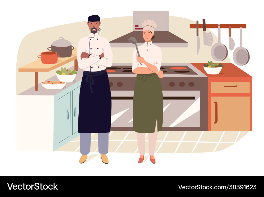 Restaurant staff in kitchen web concept Royalty Free Vector