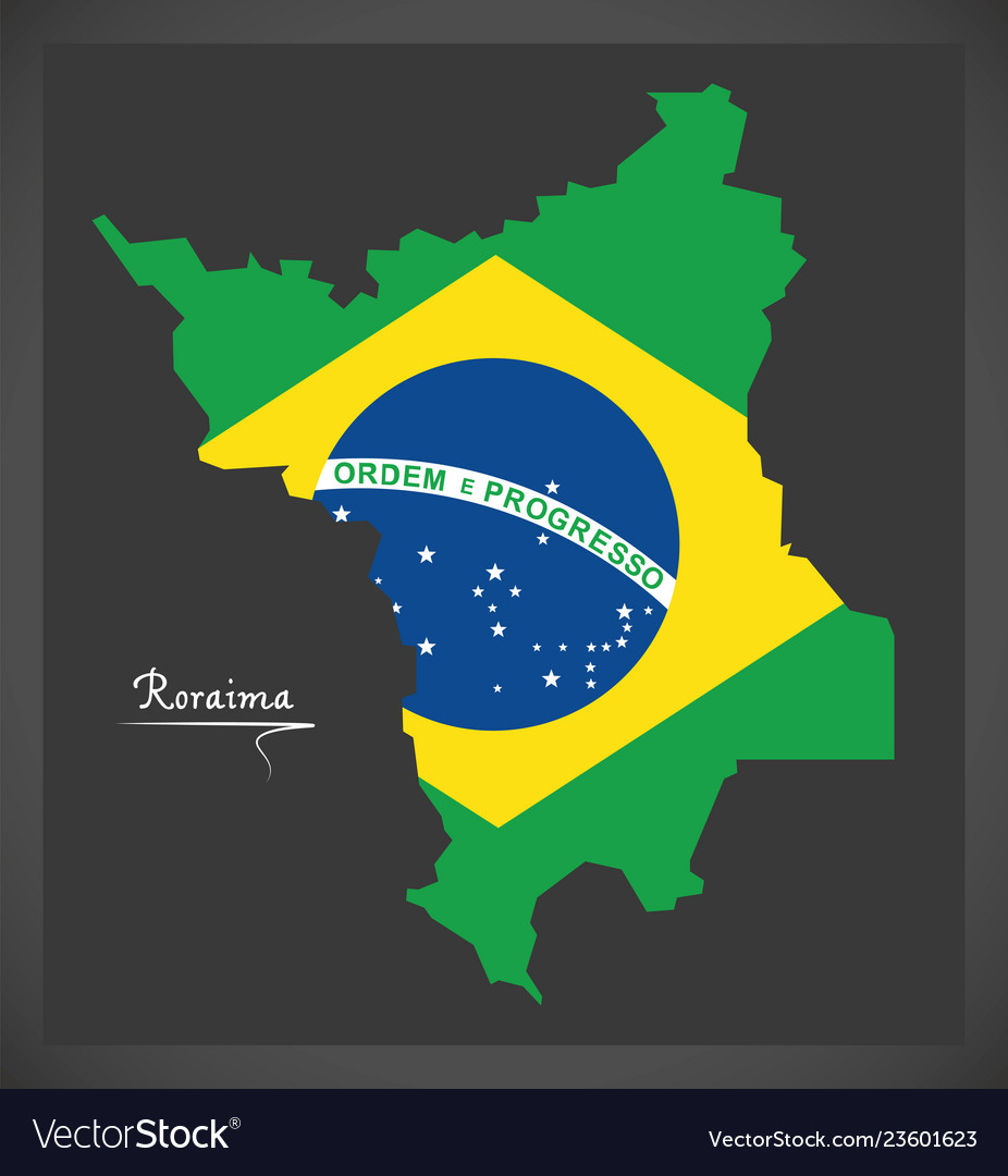Roraima map with brazilian national flag Vector Image