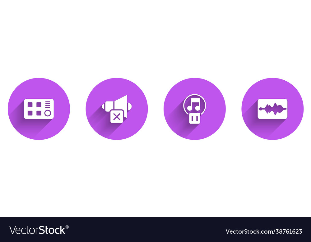 Set drum machine speaker mute pause button Vector Image