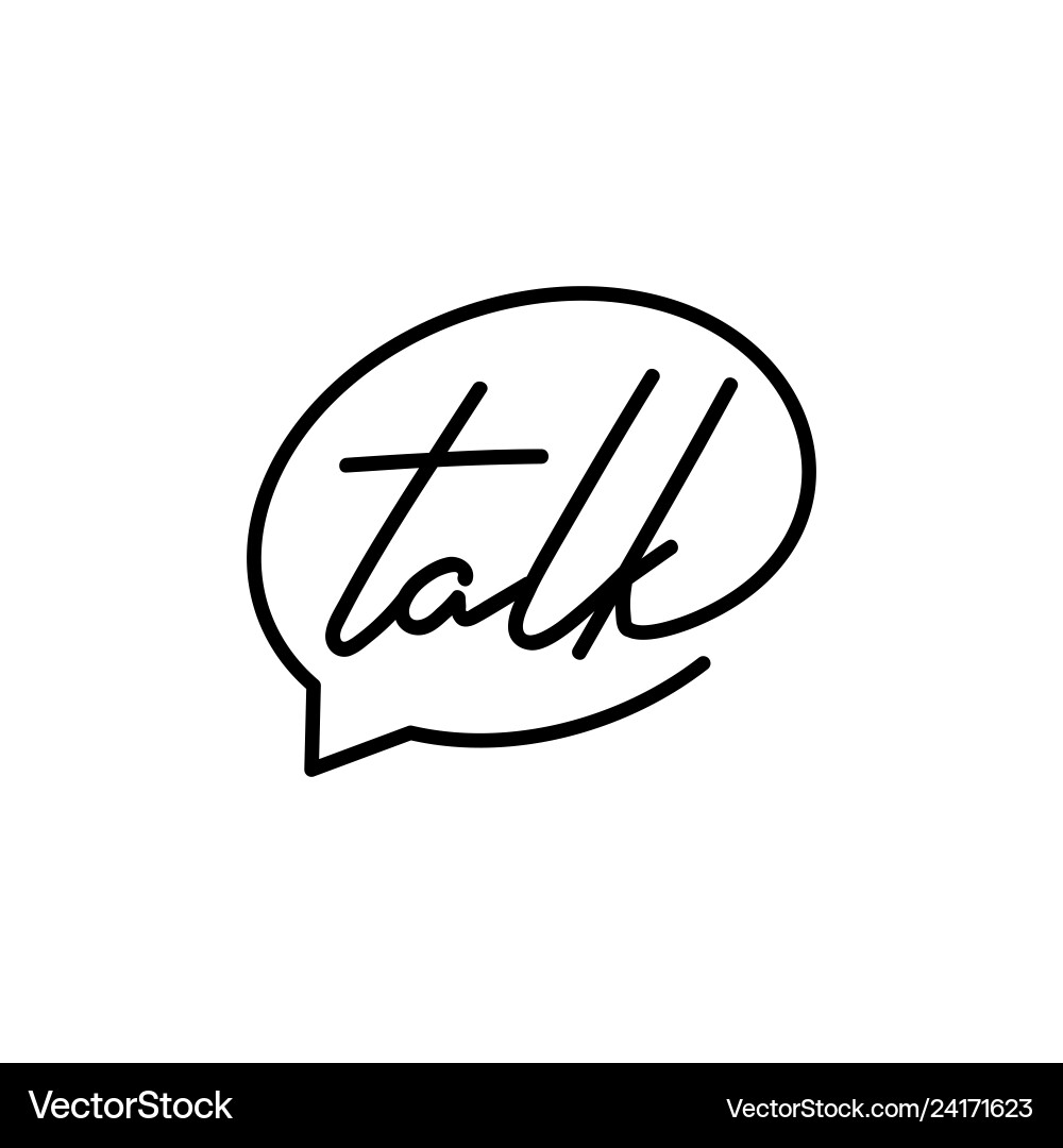 Talk lettering letter mark on chat bubble icon Vector Image