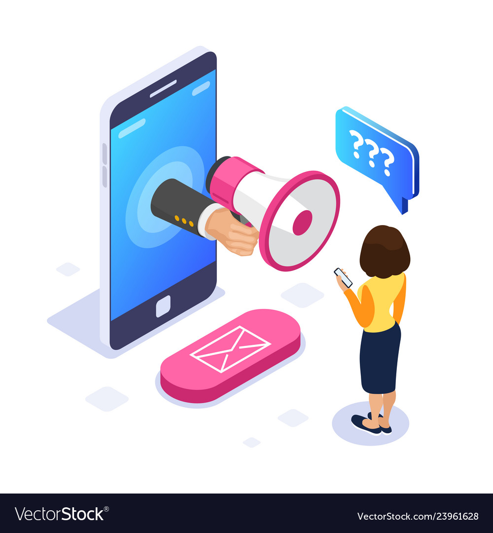 3d isometric voice message concept megaphone Vector Image
