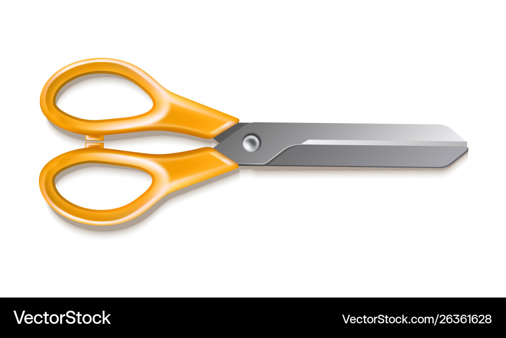 3d scissors with yellow office stationery Vector Image