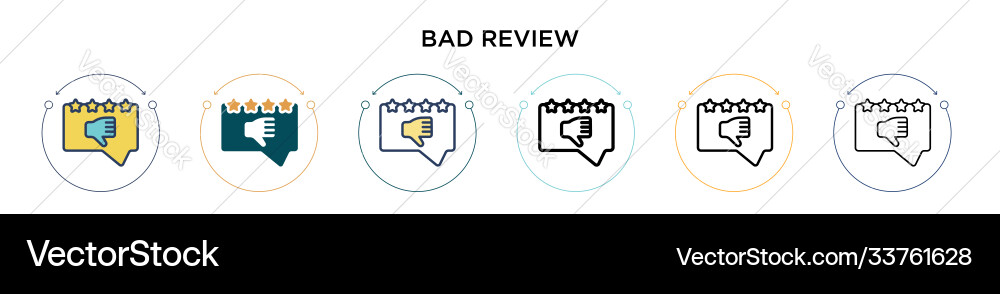 Bad review icon in filled thin line outline Vector Image