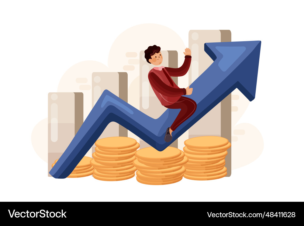 Businessman riding on profit arrow Royalty Free Vector Image