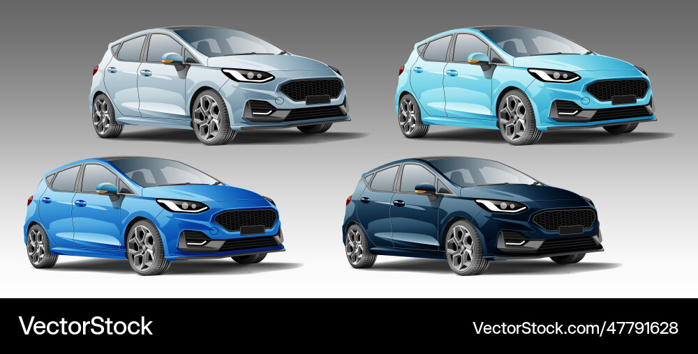 City car 5 doors blue metallic collection front Vector Image