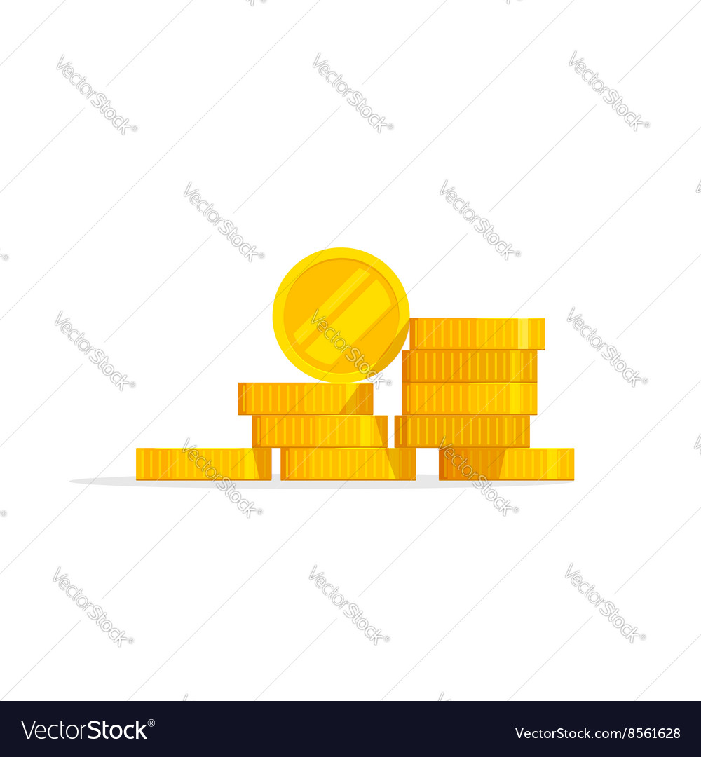 Coins stack icon flat pile Royalty Free Vector Image