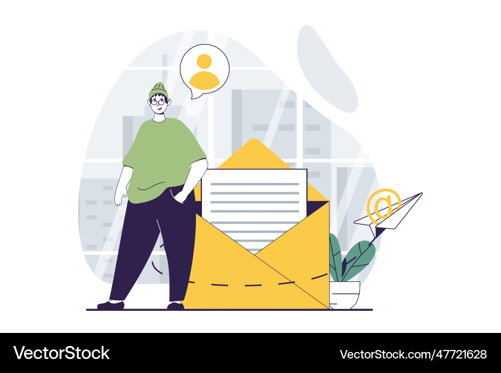 Email service concept with people scene in flat Vector Image