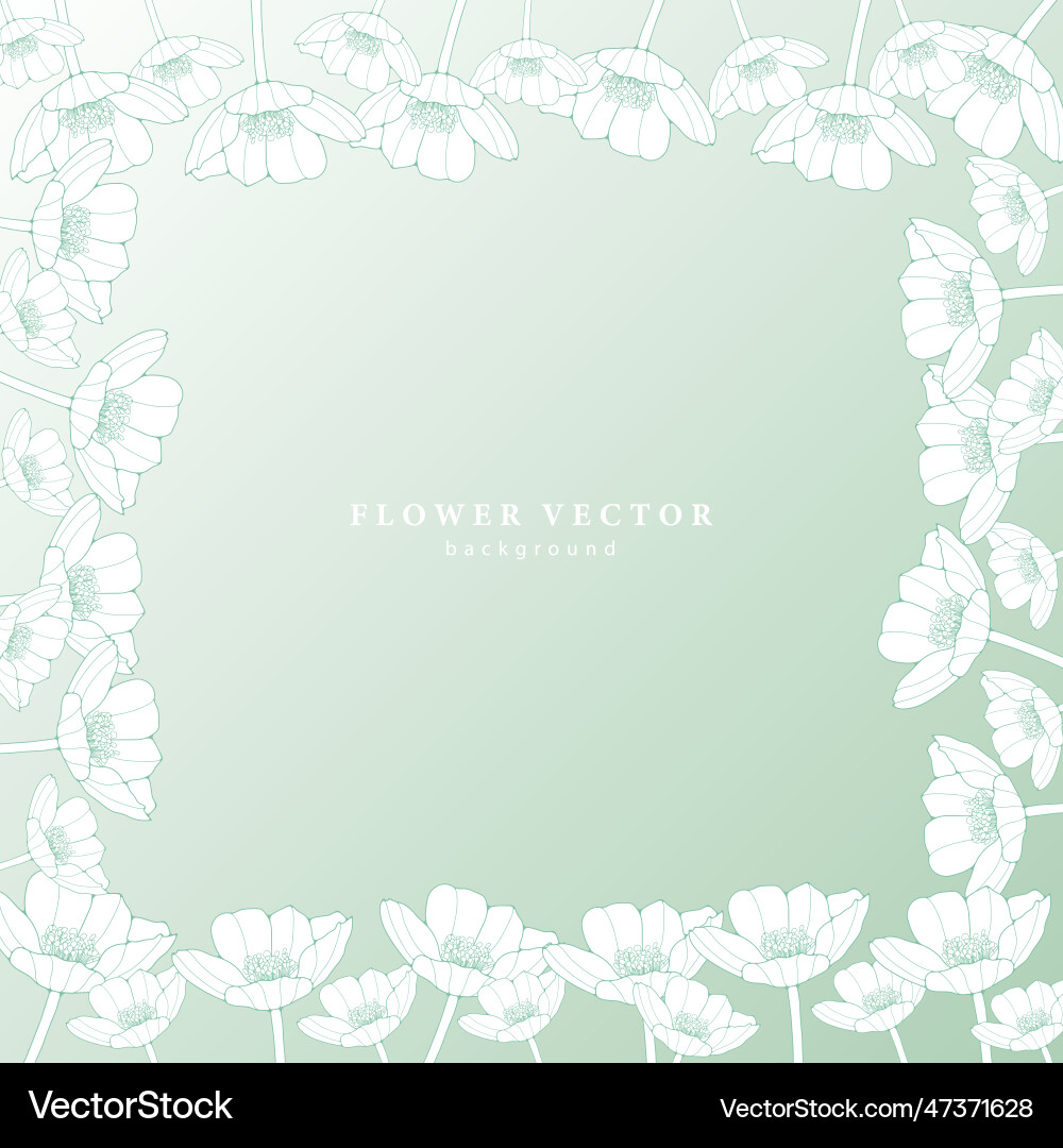 Gradient floral green background with poppies Vector Image