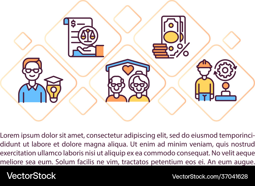 Legal support concept line icons with text Vector Image