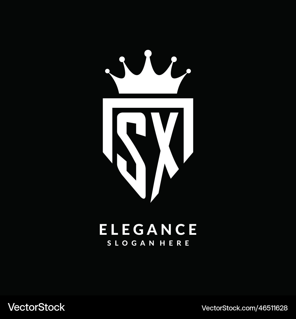 Letter sx logo monogram emblem style with crown Vector Image