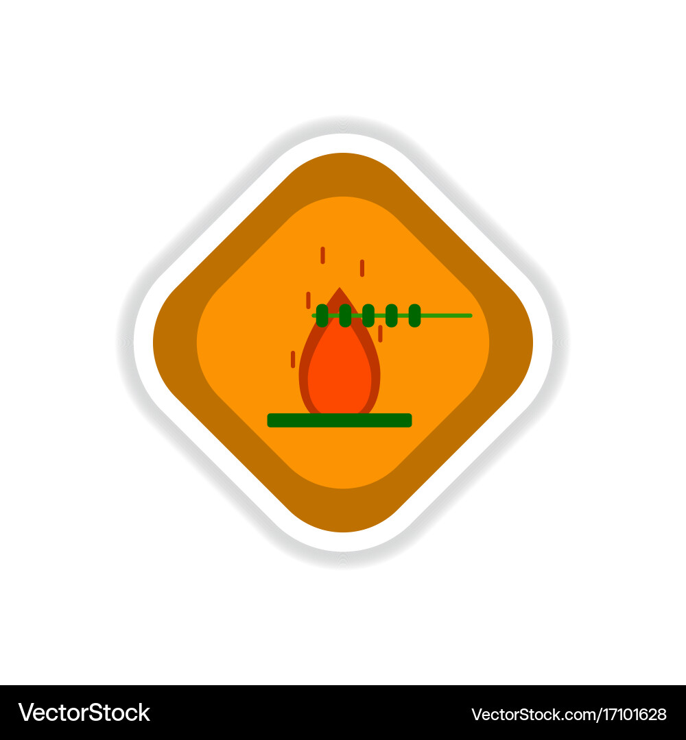 Paper sticker on white background meat roasted Vector Image