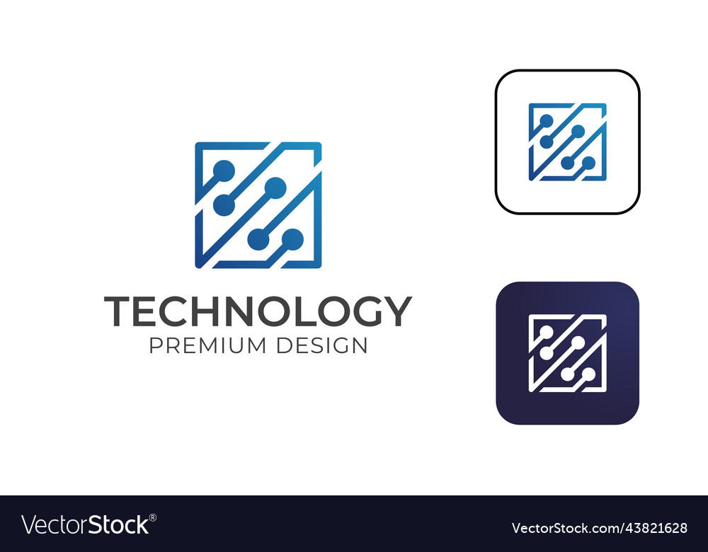 Processor chip computer logo Royalty Free Vector Image