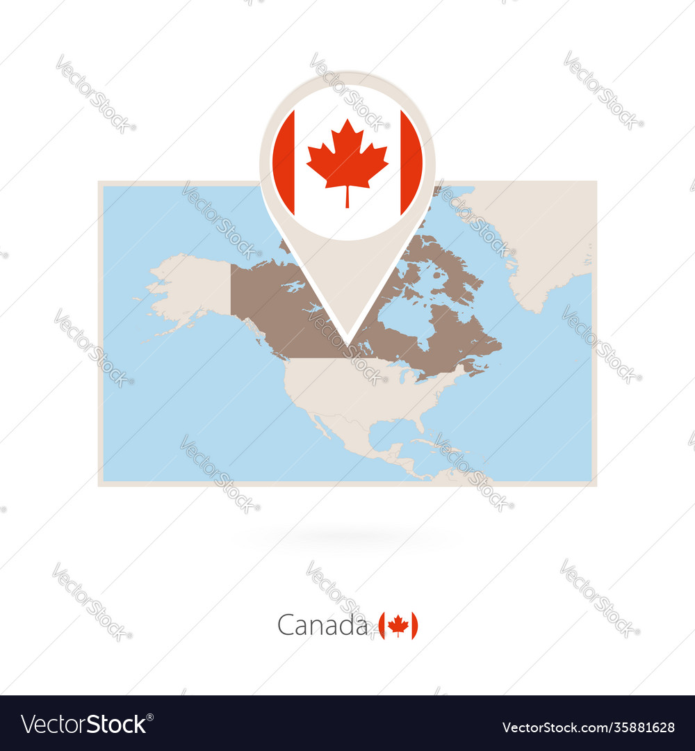 Rectangular map canada with pin icon Royalty Free Vector