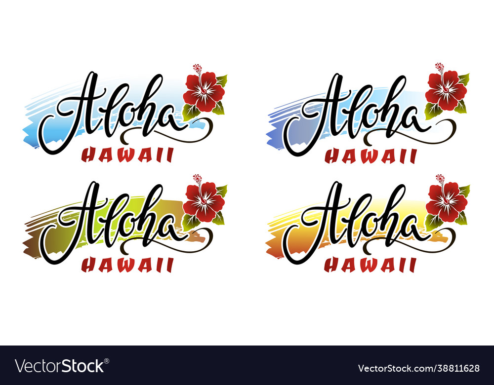 Set aloha hawaii lettering inscriptions Royalty Free Vector