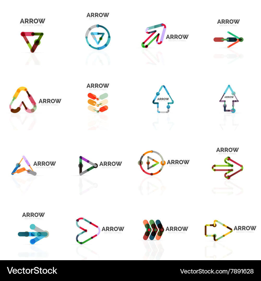 Set of linear arrow abstract logos connected Vector Image