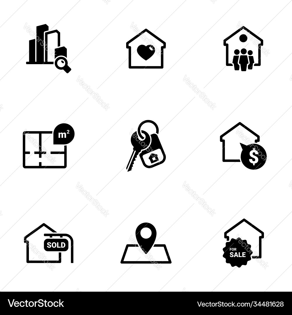 Set simple icons on a theme real estate Royalty Free Vector