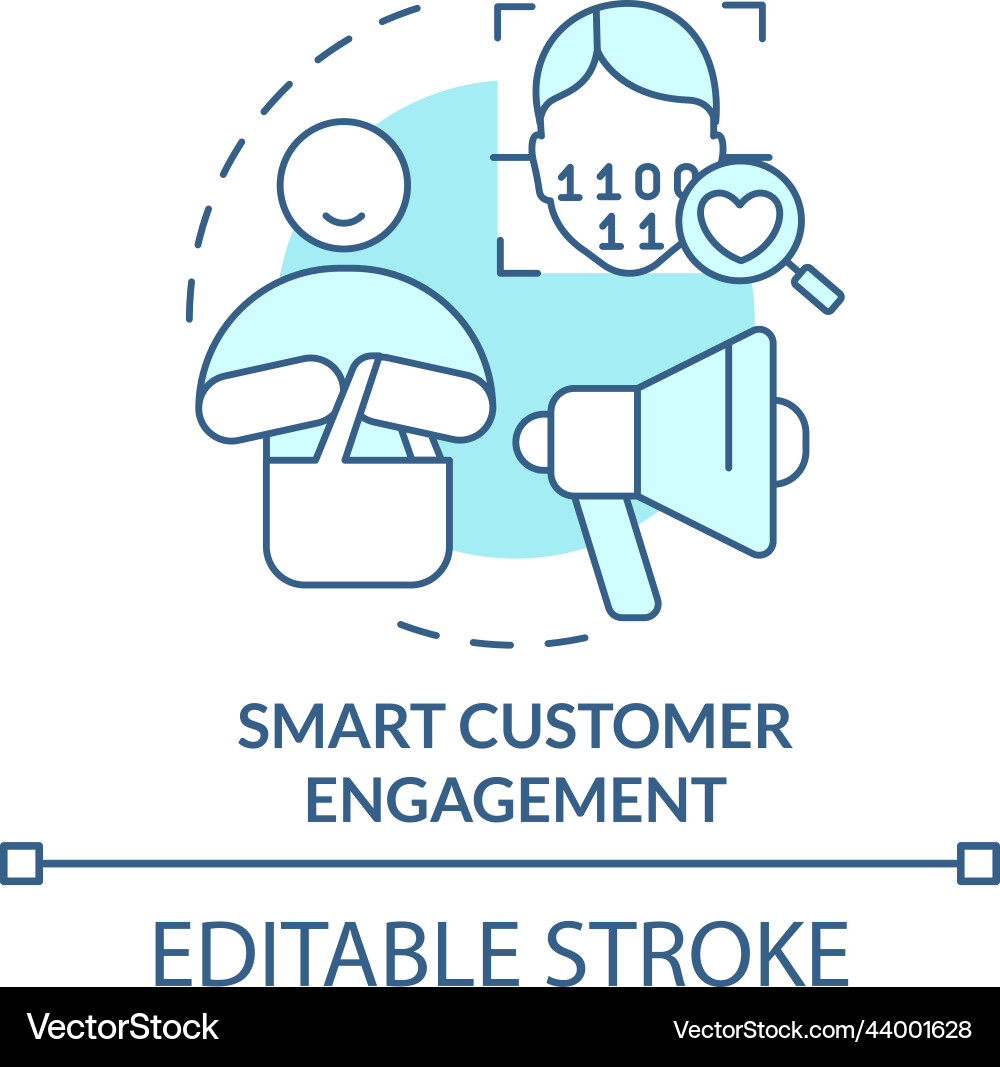 Smart customer engagement turquoise concept icon Vector Image