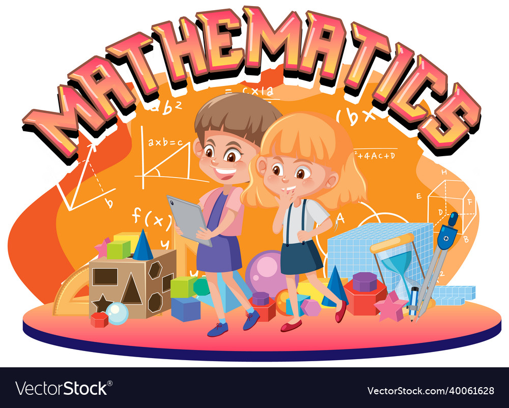 Student learning math using electronic device Vector Image