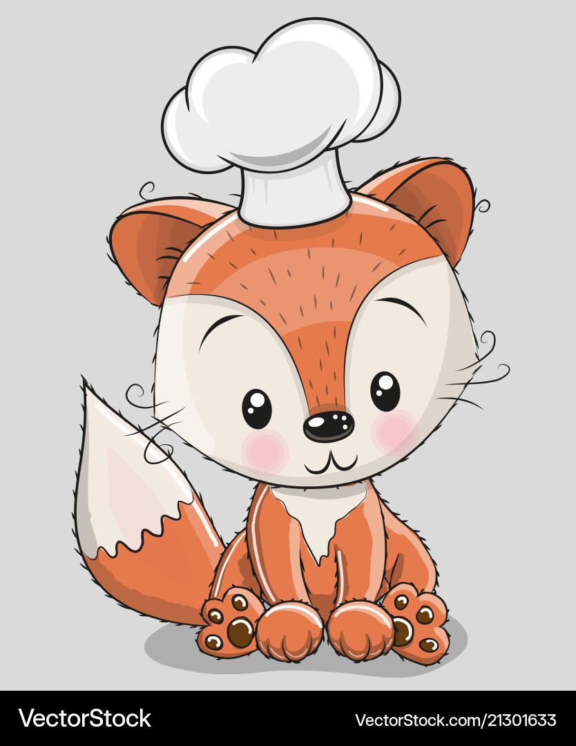 Caroon fox in a cook hat Royalty Free Vector Image