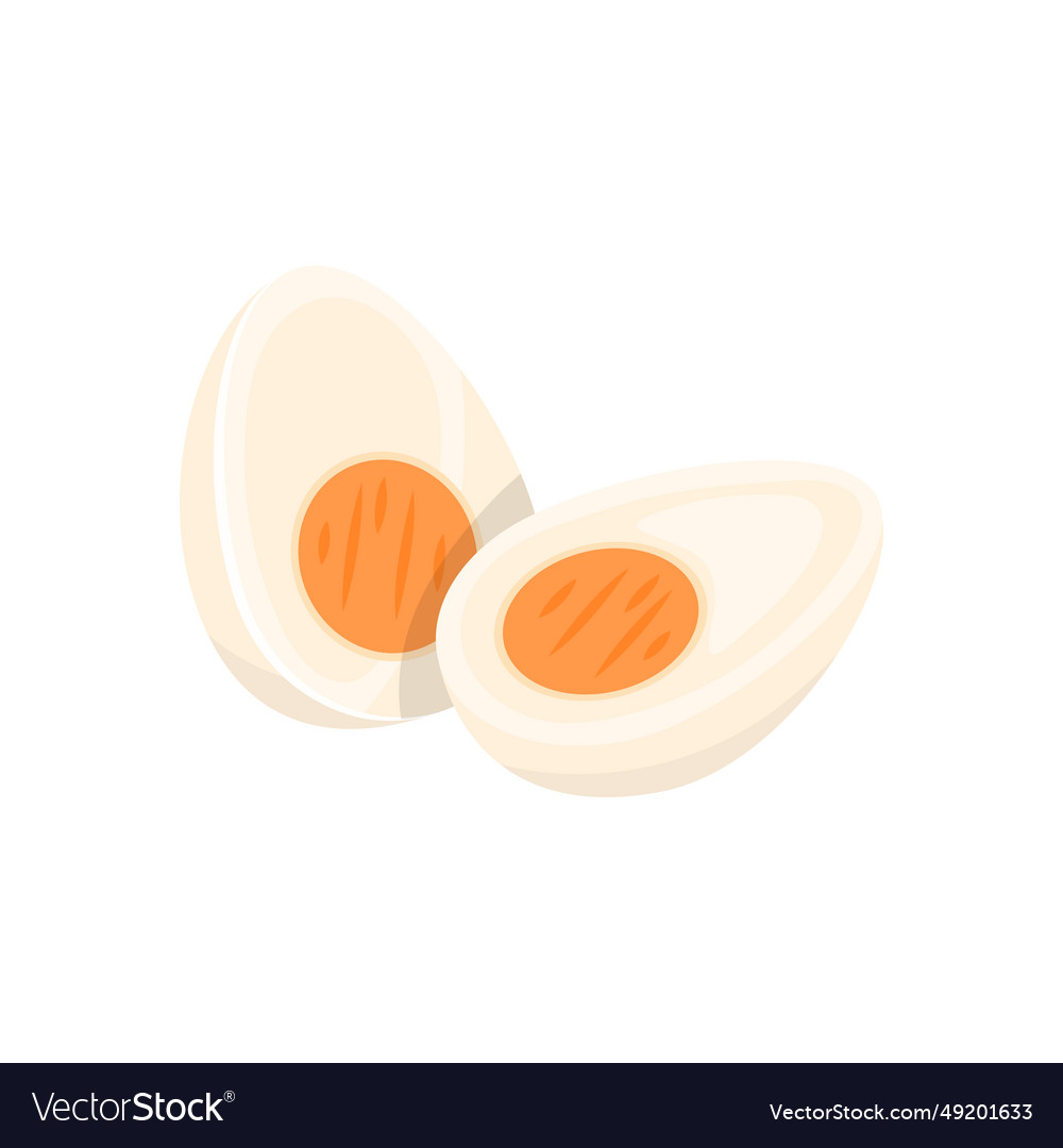 Cartoon color sliced hard boiled eggs icon Vector Image