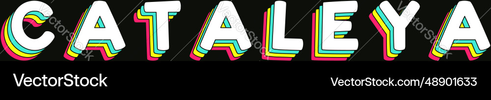 Cataleya - retro rainbow typography faded style Vector Image
