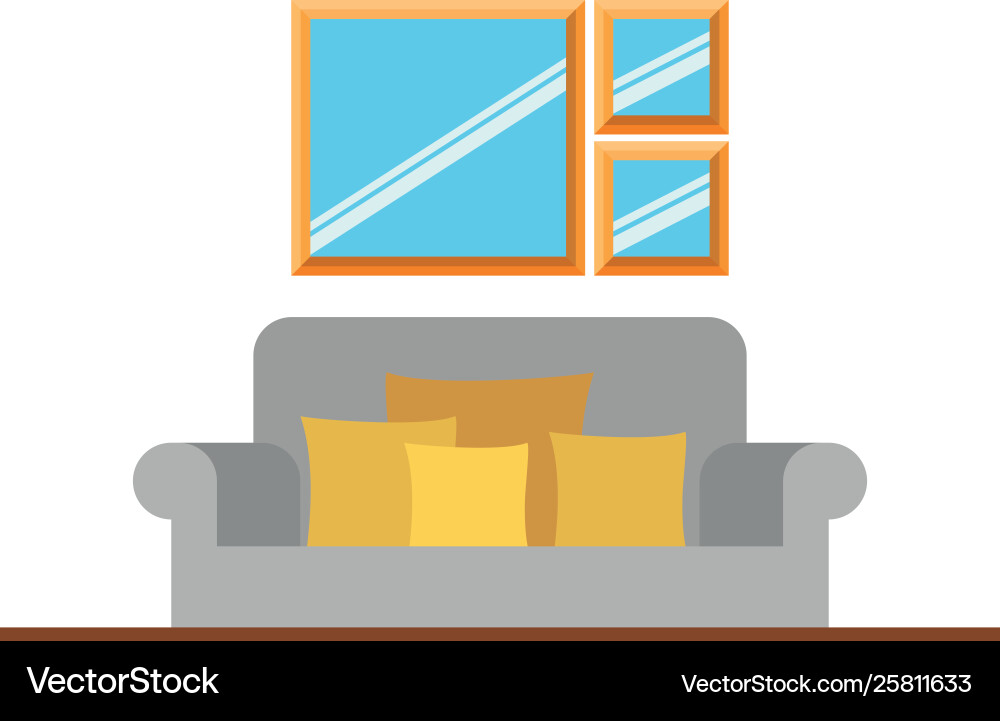 Comfortable sofa in living room with white Vector Image