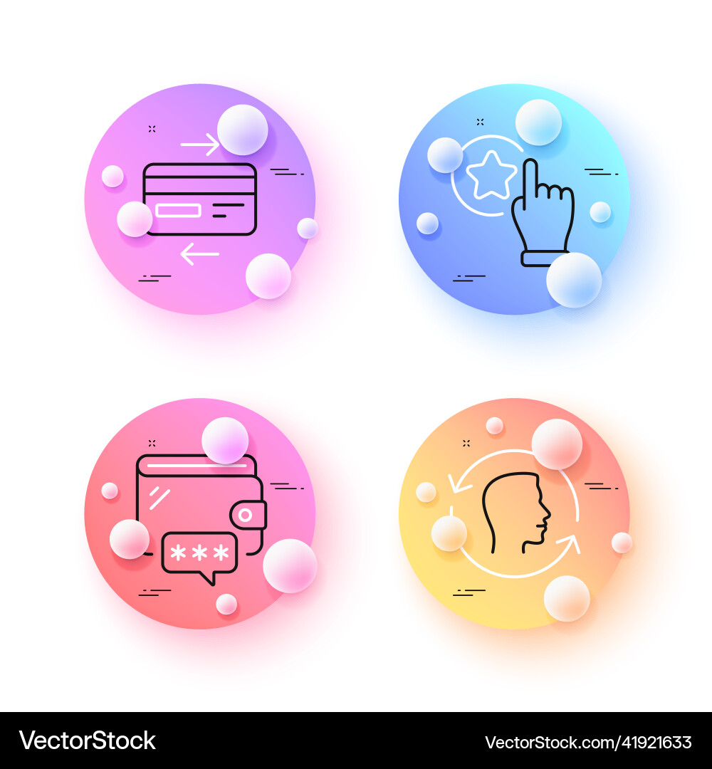 Credit card face id and rate button minimal line Vector Image