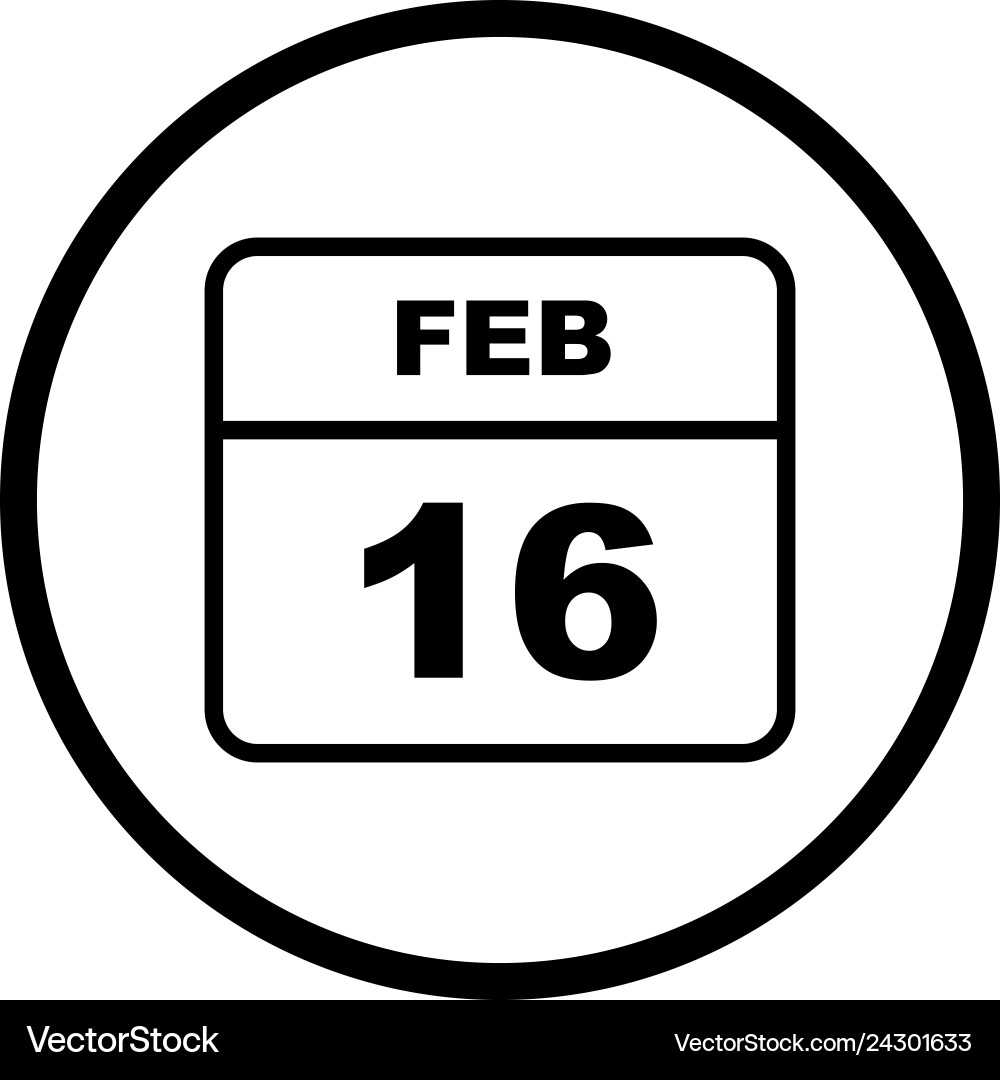February 16th date on a single day calendar Vector Image