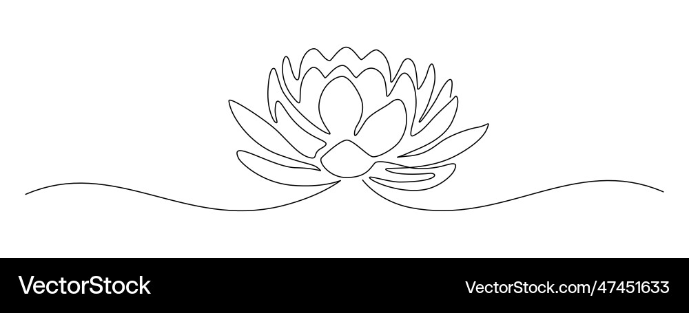 Flower lotus in one continuous line drawing logo Vector Image