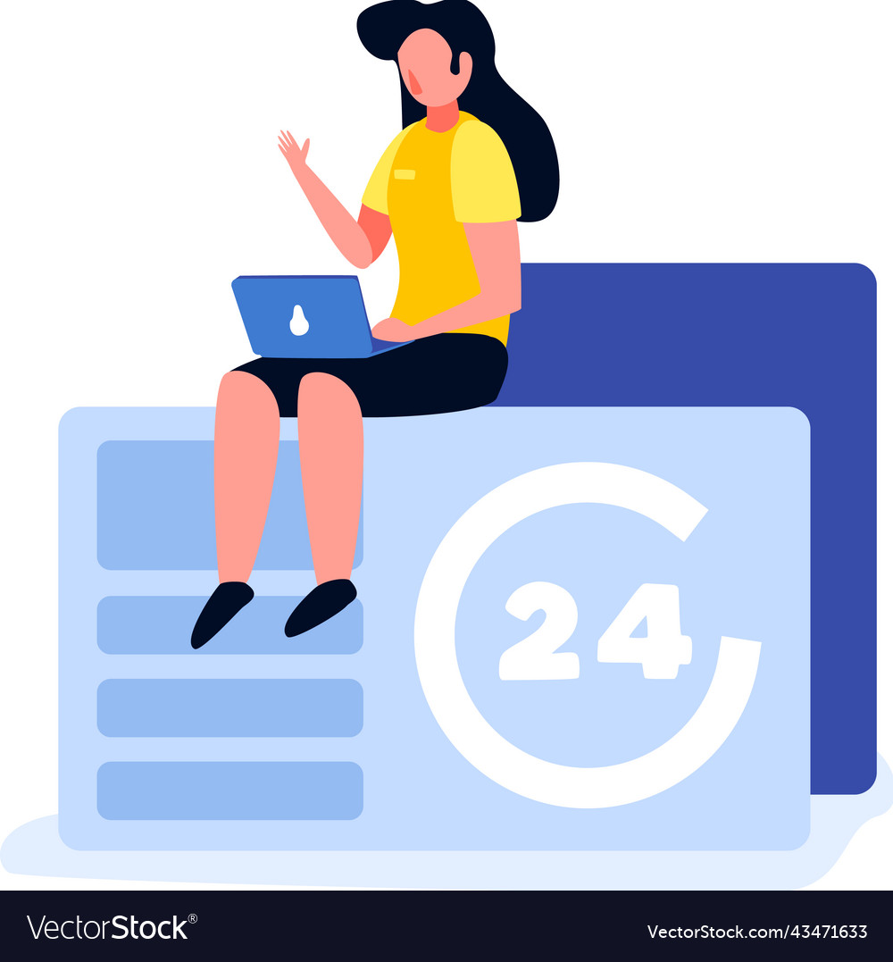 Laptop support centre composition Royalty Free Vector Image